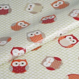 Tissu enduit épais Hiboux orange