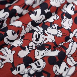 Tissu cretonne licence Mickey Mouse rouge