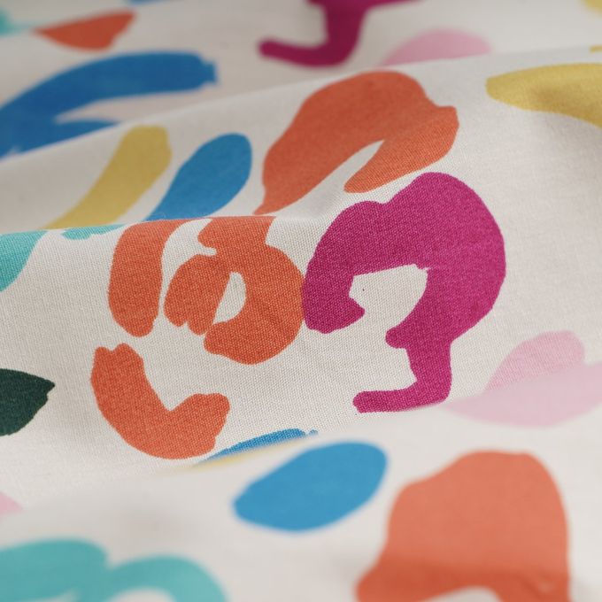 Tissu popeline coton Trait peint multicolore