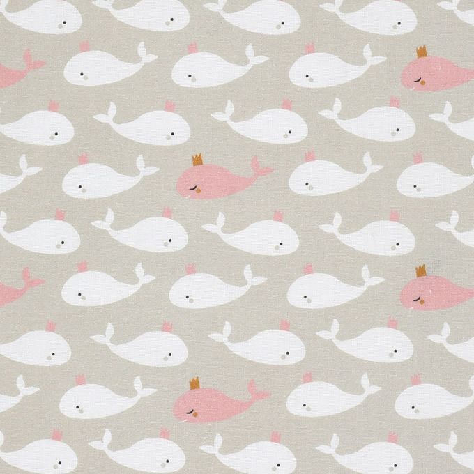 Tissu coton baleine rose