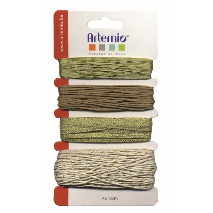 Lot de 4 cordelettes naturel et doré
